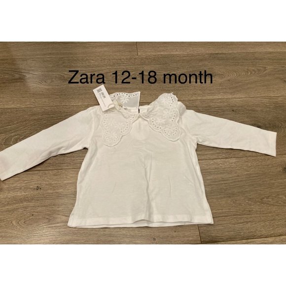 Zara | Shirts & Tops | Nwt Zara Baby Girls 218 Month Lace Collar Long ...